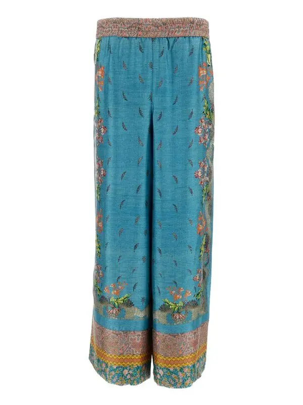 PIERRE-LOUIS MASCIA Printed Silk Trousers - Clear Blue