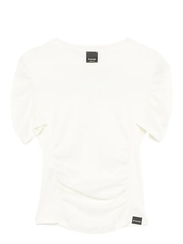 Pinko Ruched Detail T-shirt - Bianco Latte