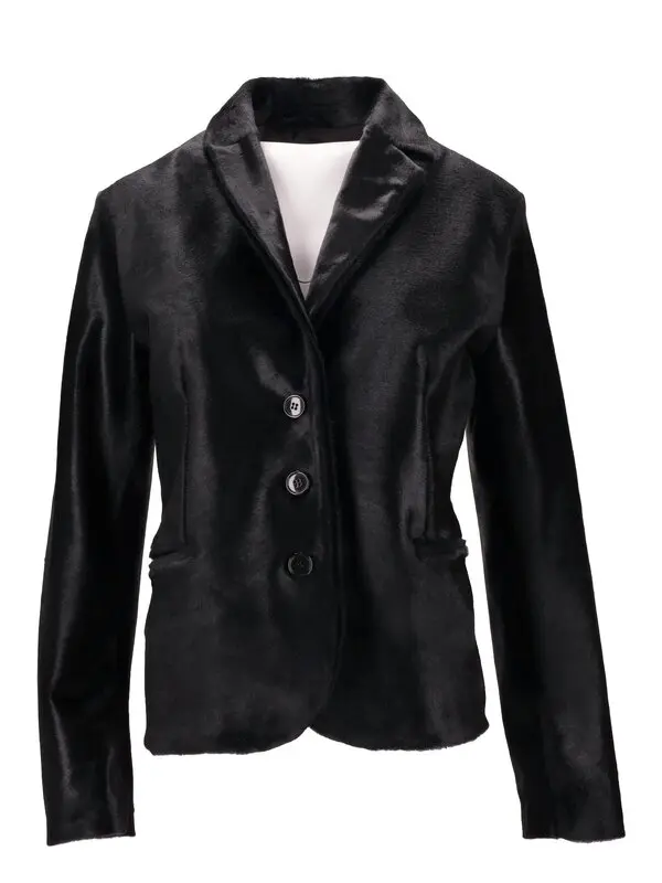 LA ROSE Cavallino Leather Jacket - Nero