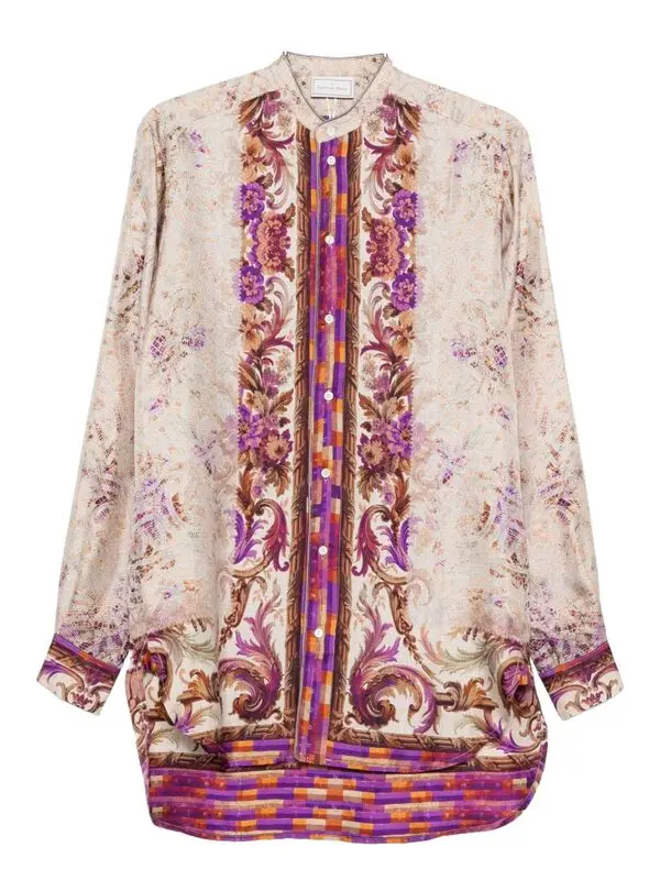 PIERRE-LOUIS MASCIA Printed Silk Shirt - Pink