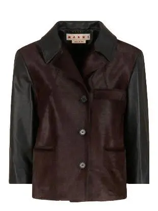 Marni Leather Jacket - Dark Wood