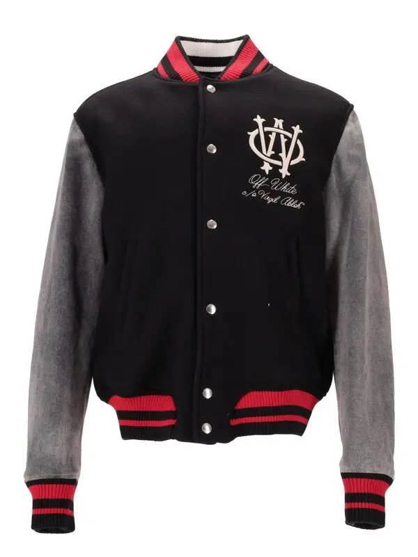 Off White Gothic Wool Varsity Jacket - Black/frozen Dew