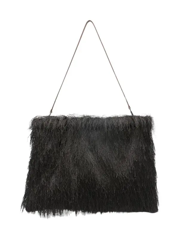 ALYSI Fringed Top Handle Shoulder Bag - Brown
