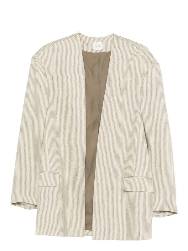 ALYSI Oversized Striped Blazer - Beige