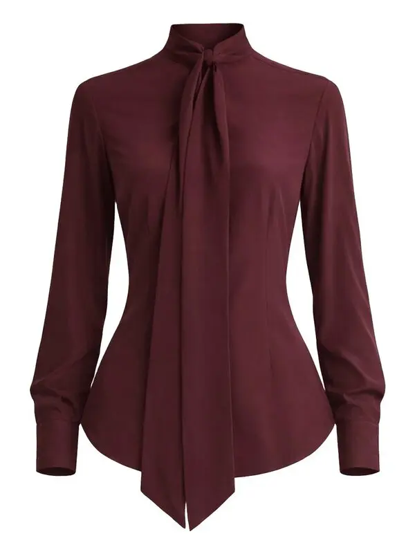Stella McCartney Silk Tie-neck Shirt - Bordeaux