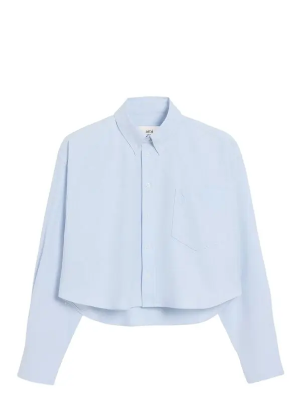 Ami Cotton Cropped Shirt - Clear Blue