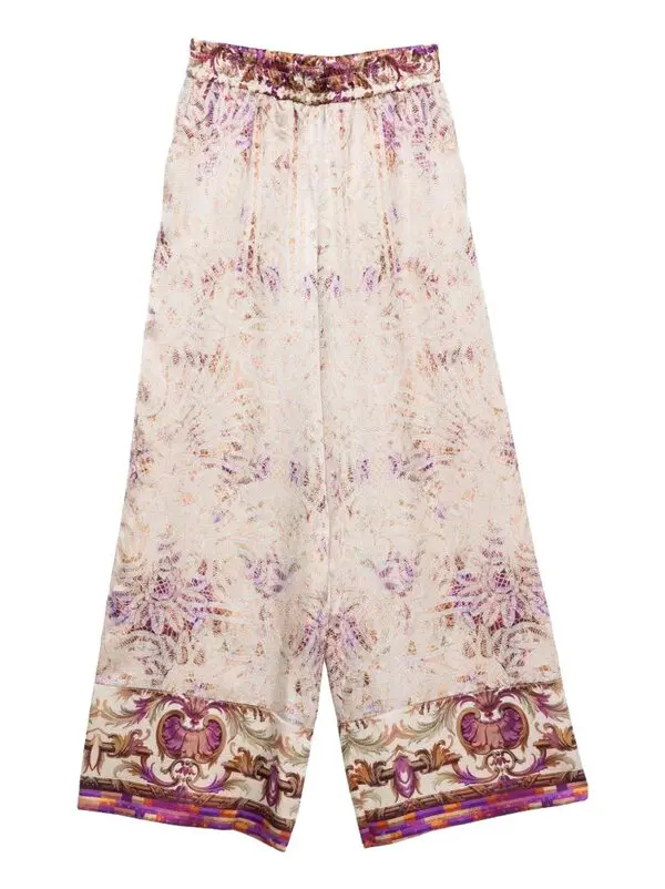PIERRE-LOUIS MASCIA Printed Wide-leg Silk Trousers - Pink