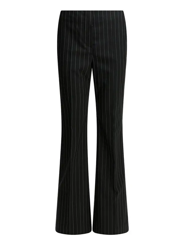 Max Mara Pinstripe Virgin Wool Trousers - Black