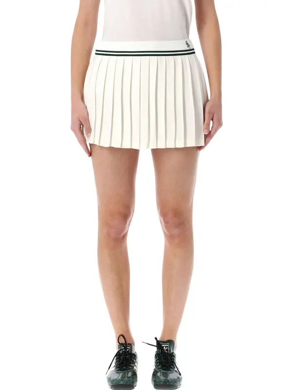 SPORTY & RICH Src Abigail Pleated Skirt - Ecru Forest