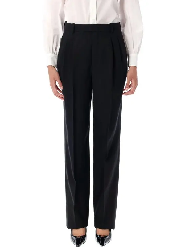 Saint Laurent High-waisted Wool Trousers - Black