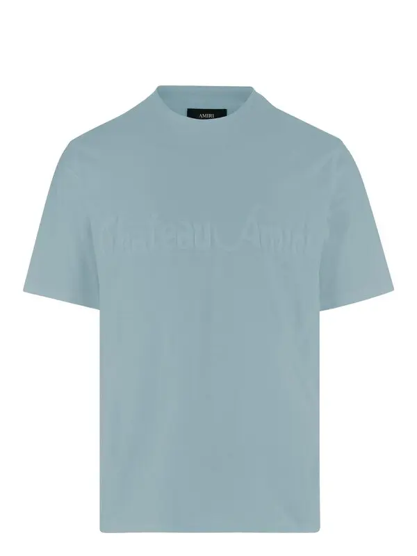 Amiri Cotton T Shirt With Logo - Clear Blue
