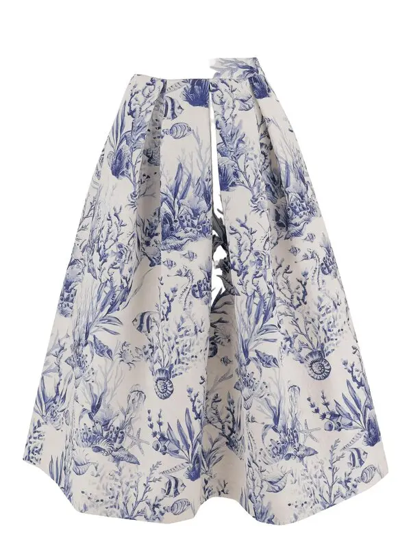 LUNATICA MILANO Flared Skirt With Fantasy Print - Blue