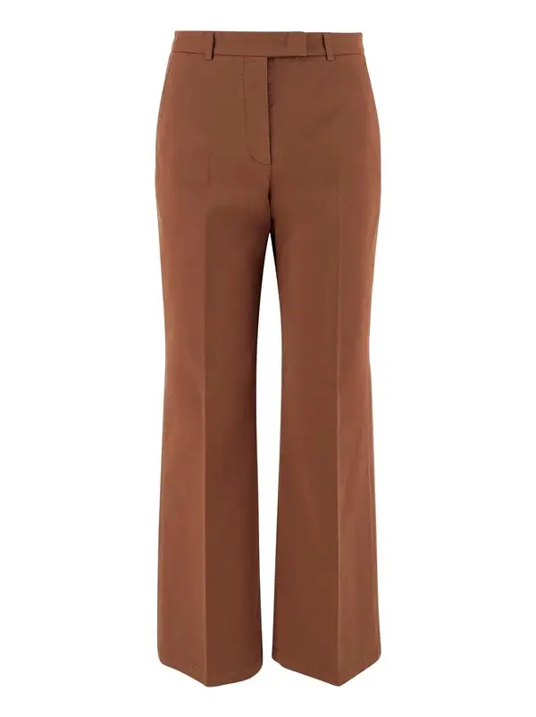 QL2 DONNA Stretch Cotton Straight Leg Pants - Brown