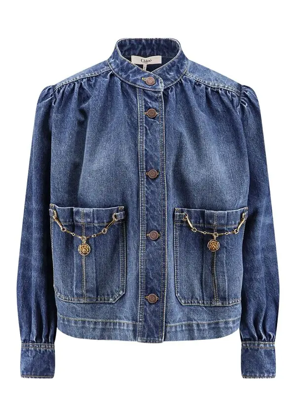 Chloé Ruffle Collar Jacket - Denim