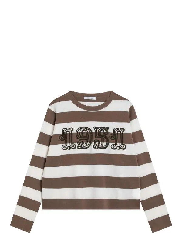 Max Mara Striped Wool Sweater With Embroidery - Brown