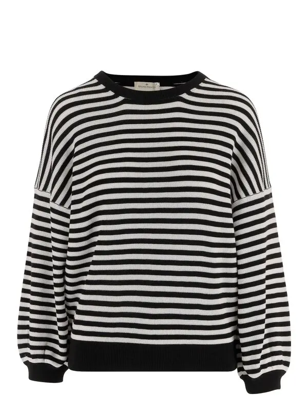 Bruno Manetti Cotton Striped Knit - Black