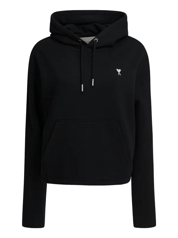 Ami Cotton Fleece Hoodie - Black