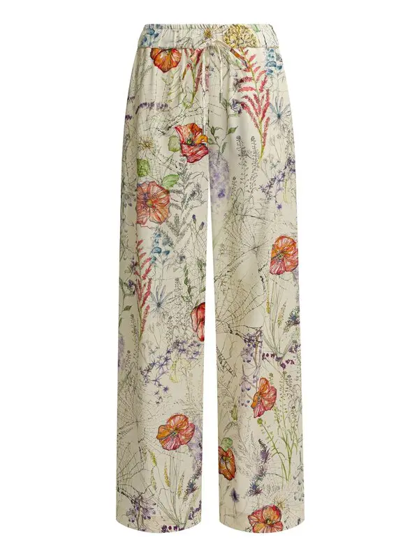 MC QUEEN Printed Wide Leg Trousers - White