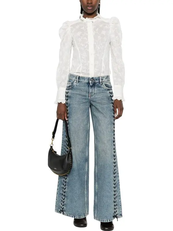 Stella McCartney Laced Wide Leg Denim Jeans - Blue