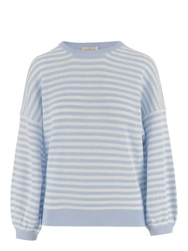 Bruno Manetti Cotton Striped Knit - Clear Blue
