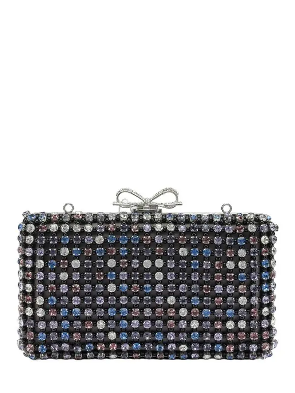 SELF-PORTRAIT Multi-crystal Knit Clutch - Black