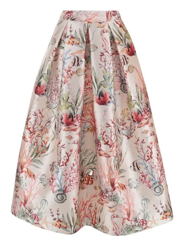 LUNATICA MILANO Flared Skirt With Fantasy Print - Red