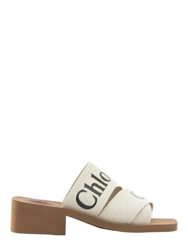 Chloé Woody Heeled Sandals - White