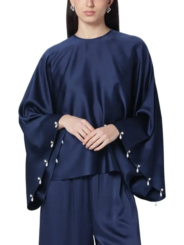 Stella McCartney Oversized Viscose Satin Blouse - Blue