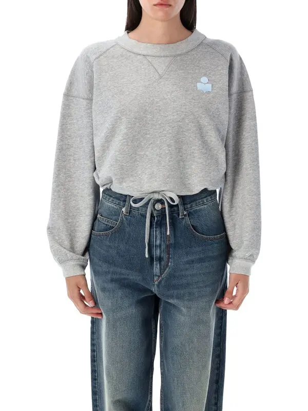 MARANT ETOILE Margo Cropped Hoodie - Grey Ice Blue