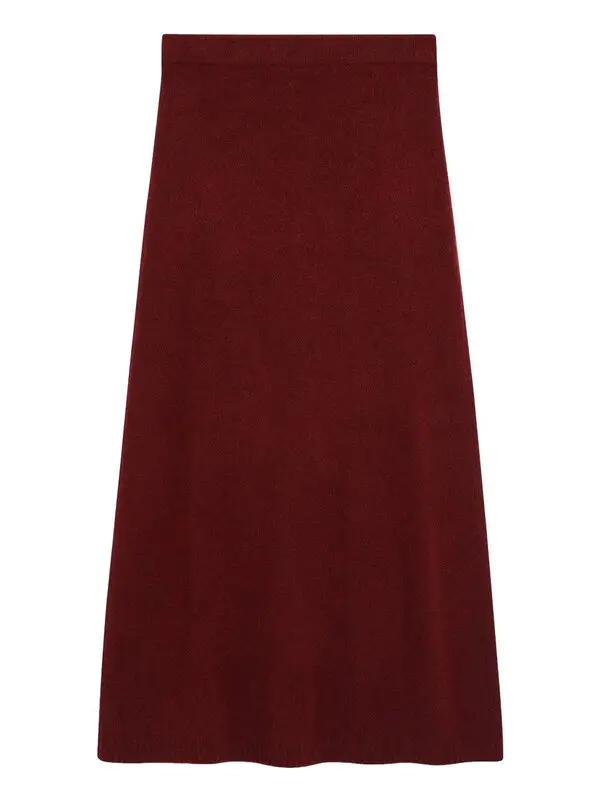 Max Mara Long Skirt In Stretch Cashmere Knit - Burgundy