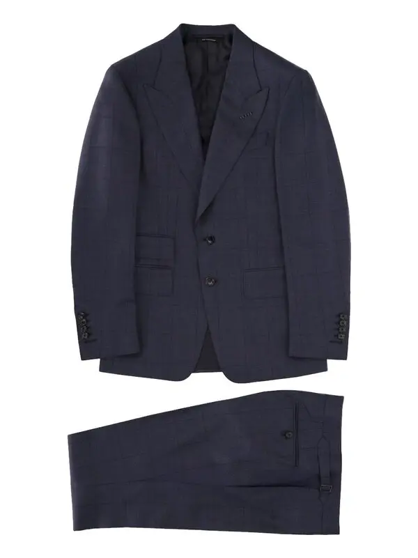 TOM FORD Grand Overcheck Shelton' Suit - Blue