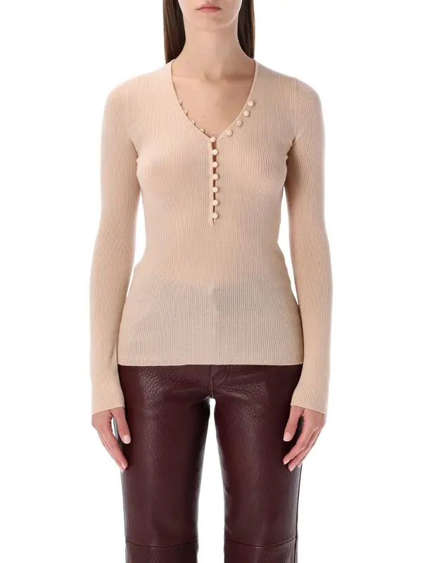Chloé Fitted Henley Top - Pink Honey