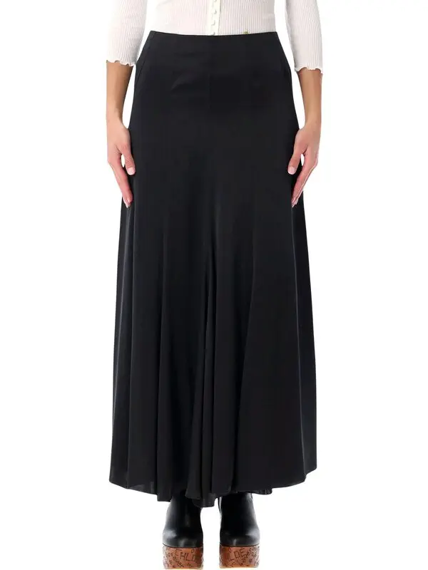Chloé Washed Silk Satin Maxi Skirt - Black