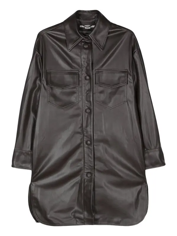 Stella McCartney Faux Leather Overshirt - Dark Chocolate