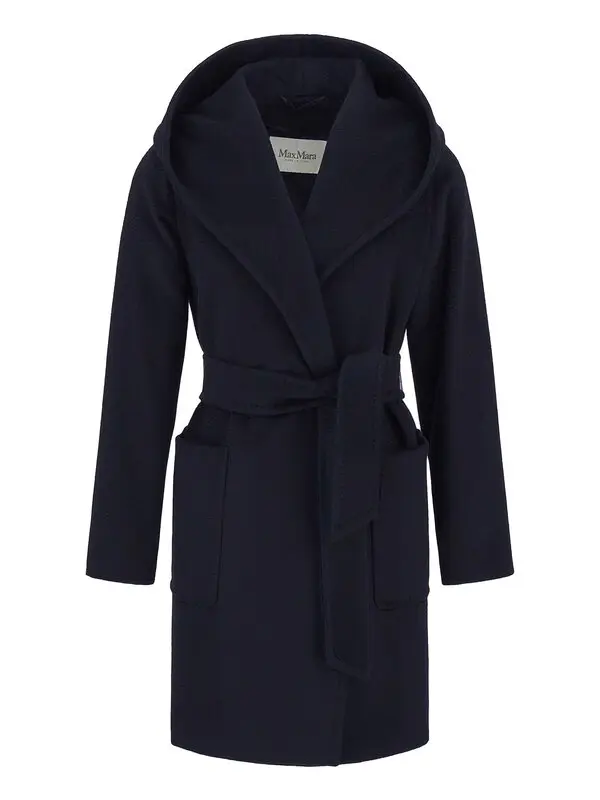 Max Mara Rialto Camel Wool Robe Coat - Blu Marino