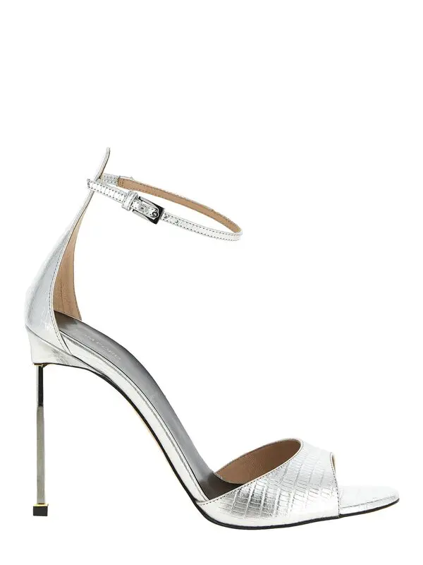TOM FORD Tejus Snake Print Sandals - Silver
