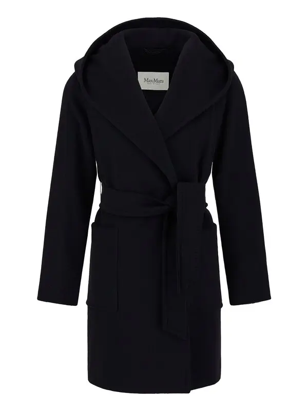 Max Mara Rialto Camel Wool Wrap Coat - Nero