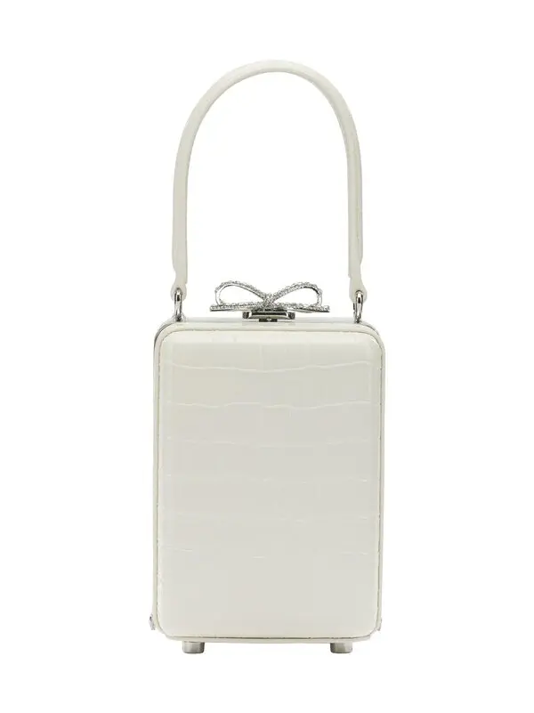 SELF-PORTRAIT Croc Effect Mini Handbag - White
