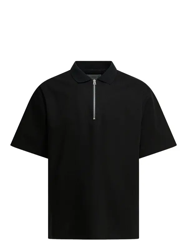 Sacai Short Sleeved Polo Shirt With Zipper - Black