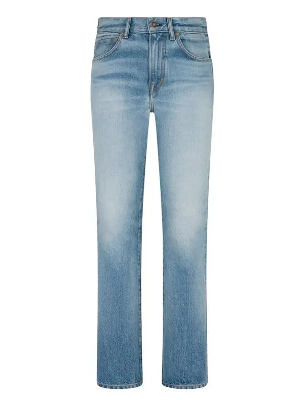 TOM FORD Straight Fit Stone Washed Jeans - Denim