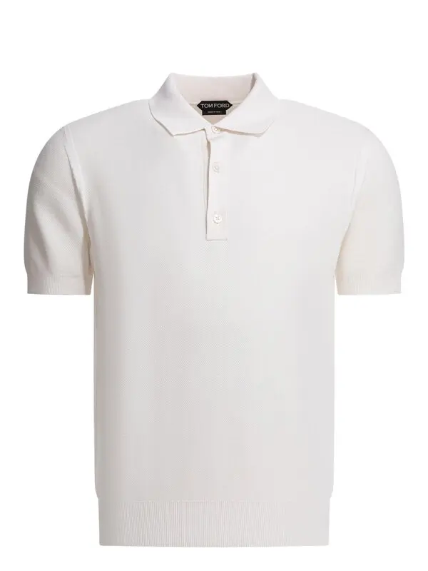 TOM FORD Silk And Cotton Pique Polo Shirt - White