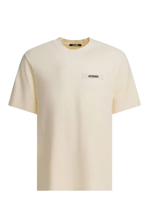 Jacquemus T Shirt With Gros Grain Logo - Beige