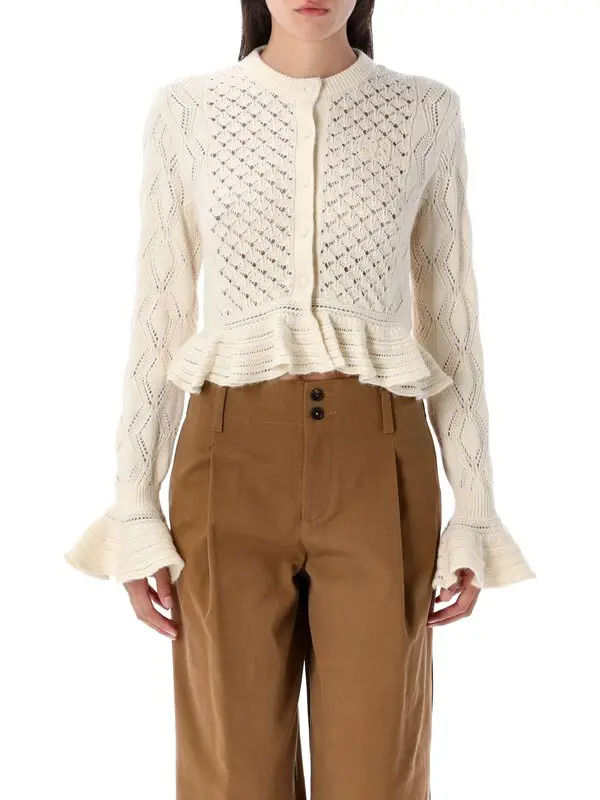 Chloé Pointelle Knit Cardigan - Iconic Milk
