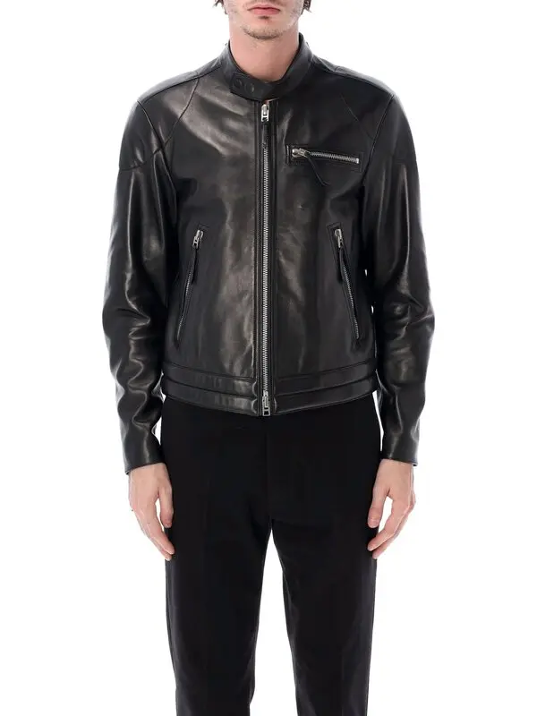 TOM FORD Nappa Grain Leather Biker Jacket - Black