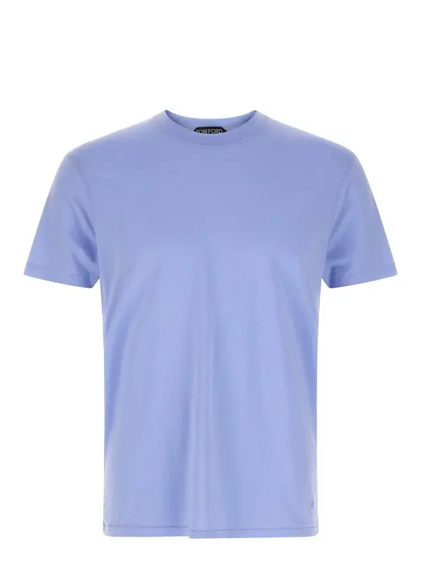 TOM FORD Logo Embroidery T Shirt - Light Blue