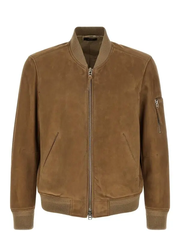 TOM FORD Suede Bomber Jacket - Beige