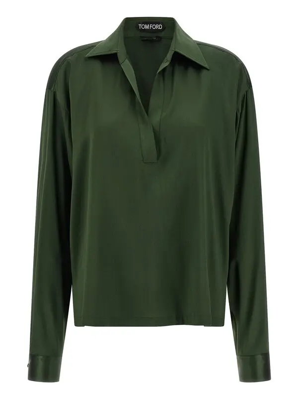 TOM FORD Silk Polo Shirt - Green