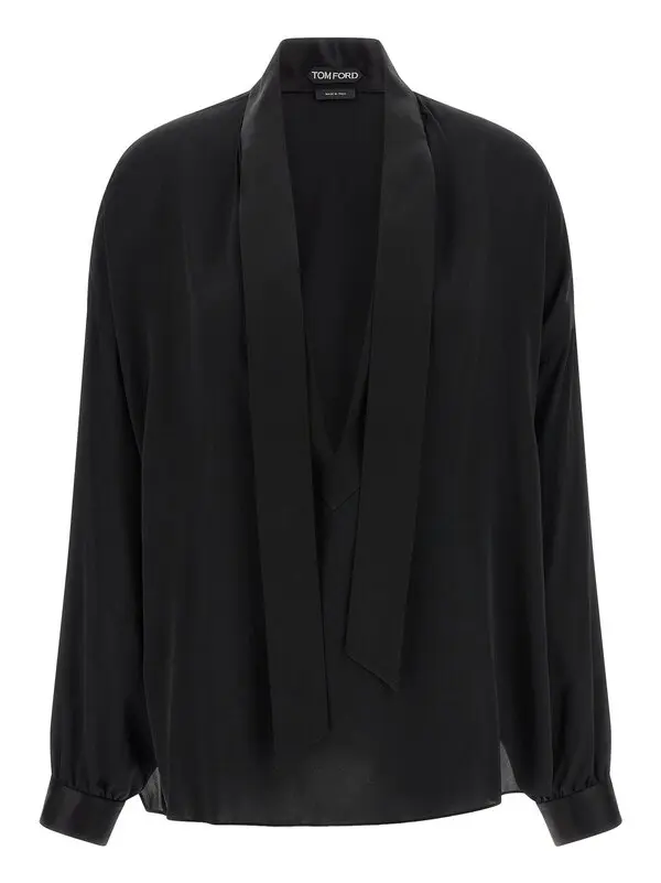 TOM FORD Lavallière Neck Blouse - Black