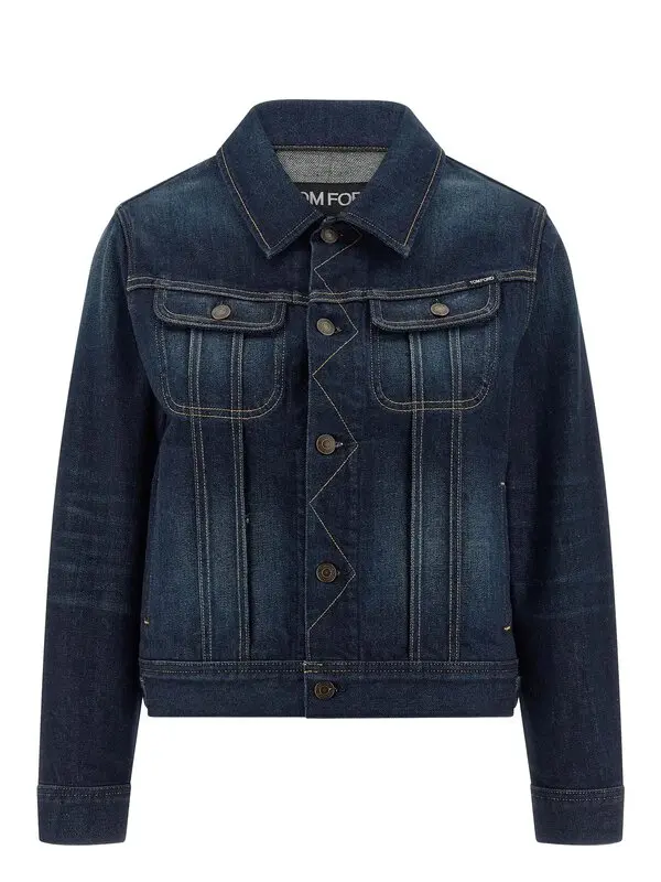 TOM FORD Japanese Stonewashed Denim Trucker Jacket - Blue
