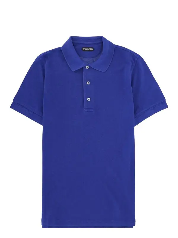 TOM FORD Lyocell And Cotton Polo Shirt - Blue
